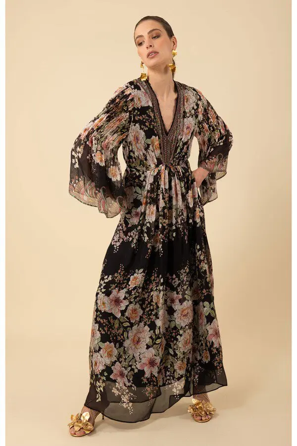 Hale Bob Alanna Chiffon Maxi Dress - Black