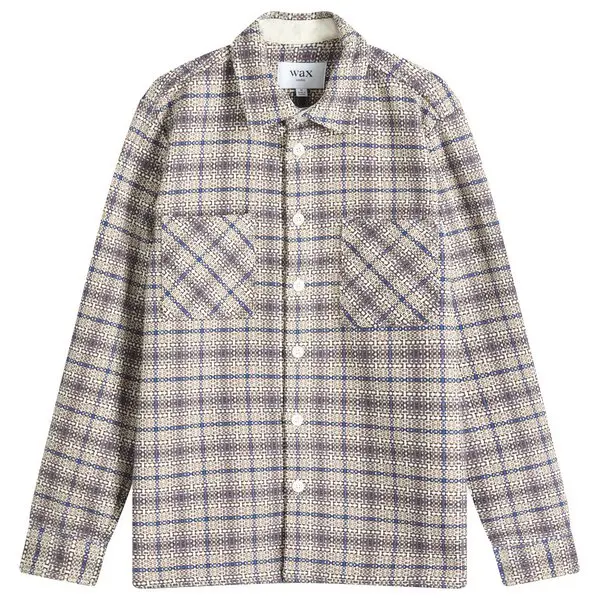WAX LONDON Whiting Basket Check Overshirt - Ecru/blue