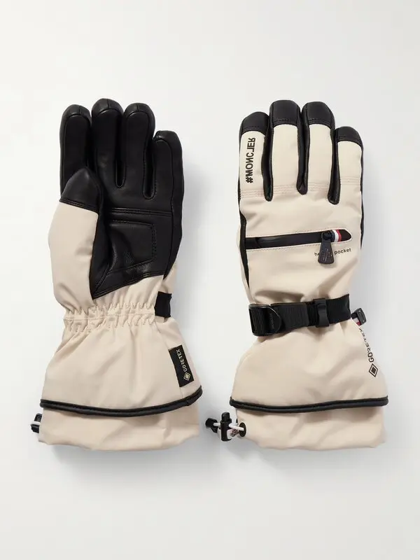Moncler Appliquéd Paneled Gore-tex® And Leather Gloves - White