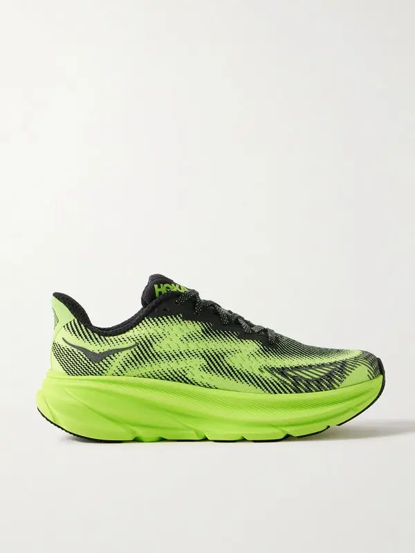 Hoka Clifton 9 Gtx Ts Rubber-trimmed Mesh Sneakers - Green