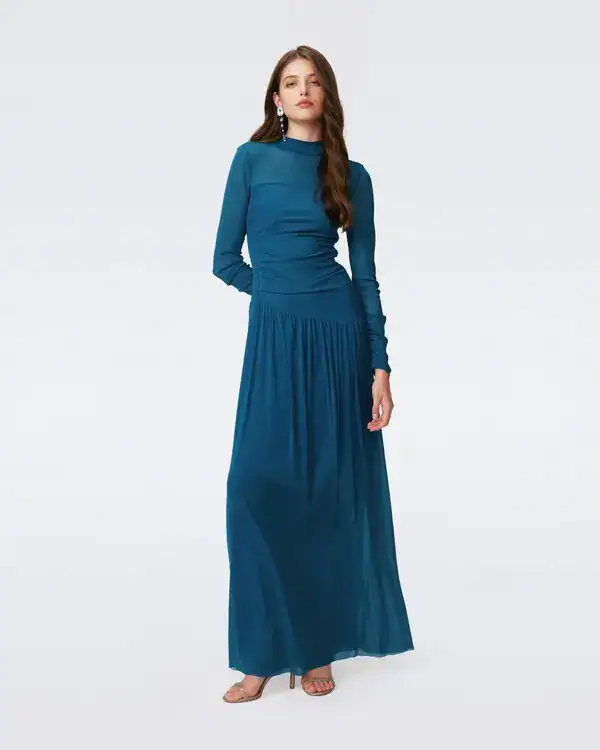 Diane Von Furstenberg Kirstie Maxi Dress In Moroccan Blue - 60% Off |  Editorialist