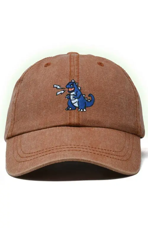 DALIX Lizard Embroidered Baseball Cap - Washed Orange