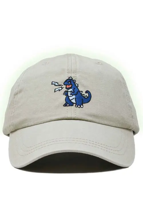 DALIX Lizard Embroidered Baseball Cap - Washed Stone White