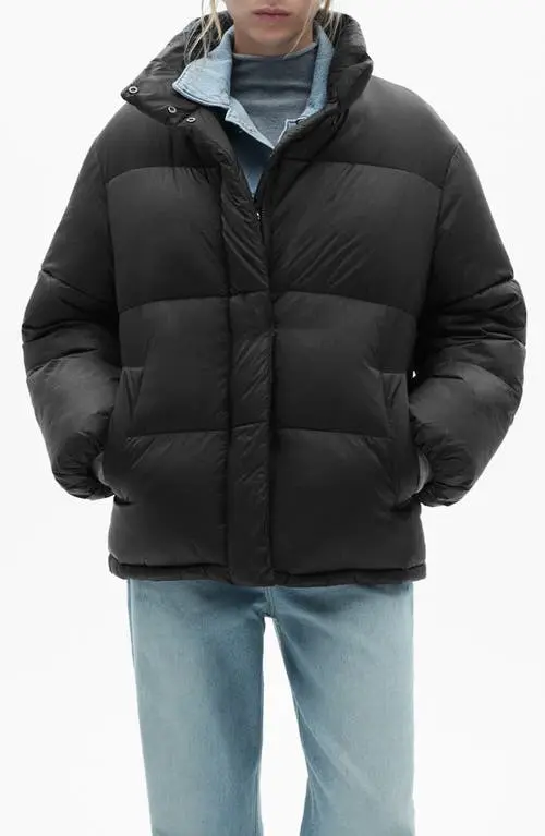 Mango Quilted Puffer Coat - Black
