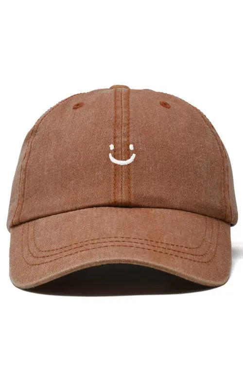 DALIX Smile Embroidered Baseball Cap - Washed Orange
