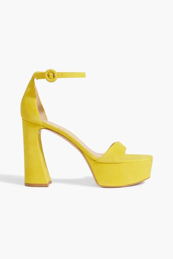 GIANVITO ROSSI Holly Suede Platform Sandals - Yellow