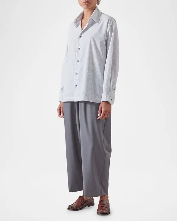 Eskandar Slim Fit Shirt With Collar - Whtblk