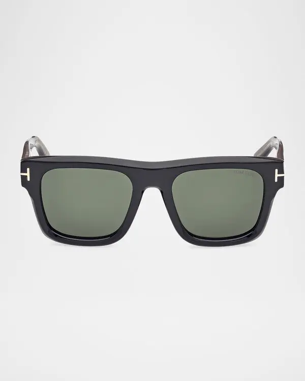 TOM FORD Acetate Square Sunglasses - Shiny Blackgreen
