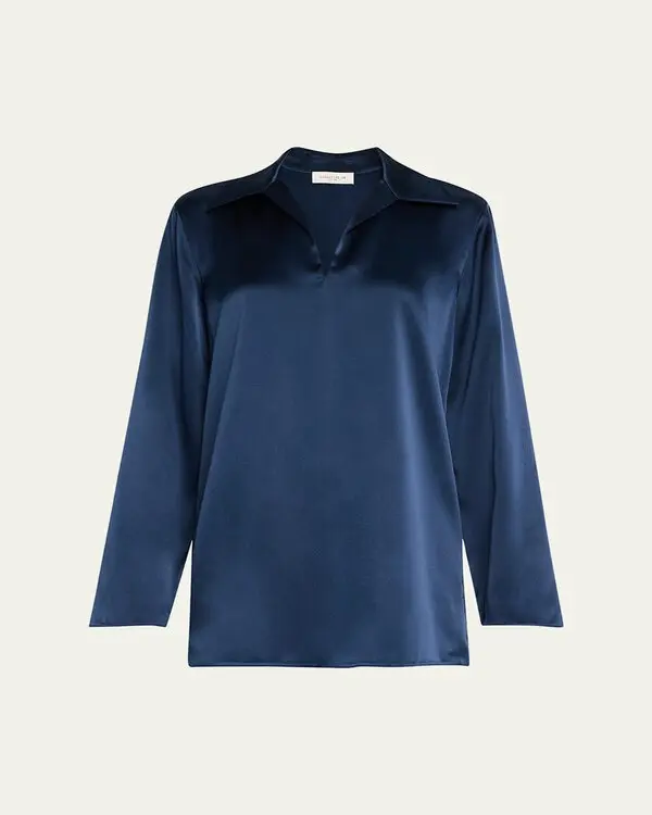 Lafayette 148 New York Split-collar Silk Blouse