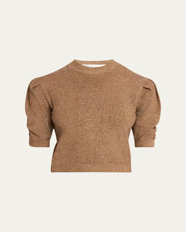FRAME Sparkly Ruched-sleeve Sweater