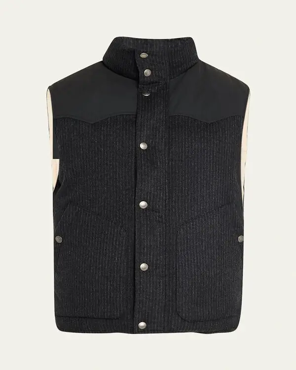 Brunello Cucinelli Mixed Media Down Vest - Charcoal