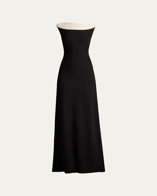 Tadashi Shoji Draped Two-tone Crepe Gown