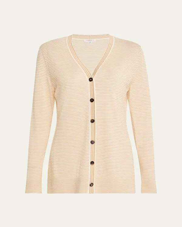 Lafayette 148 New York Striped Cashmere Cardigan