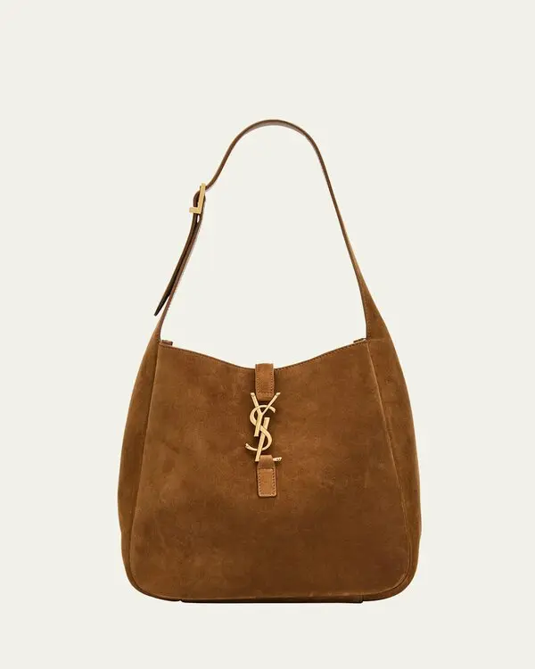 Saint Laurent Le 5 A 7 Small Suede Hobo Shoulder Bag - Caramel Cognac