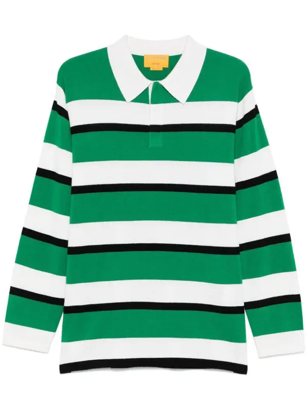 Guest In Residence Striped Rugby Polo Shirt - Green