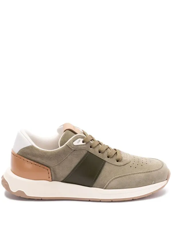 TOD'S Leather-trim Suede Sneakers - Green