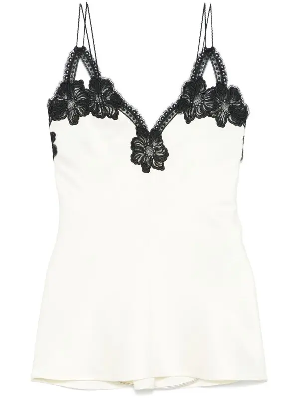 JIL SANDER Lace-detailed Tank Top - Neutrals