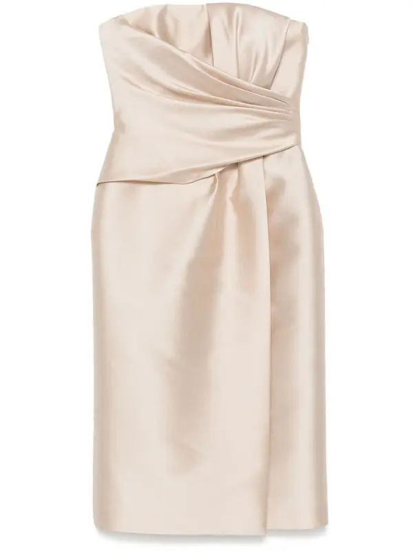 Alberta Ferretti Strapless Midi Dress - Neutrals
