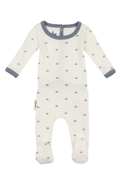 MANIÈRE Sun Print Stretch Cotton Footie - White/ Blue