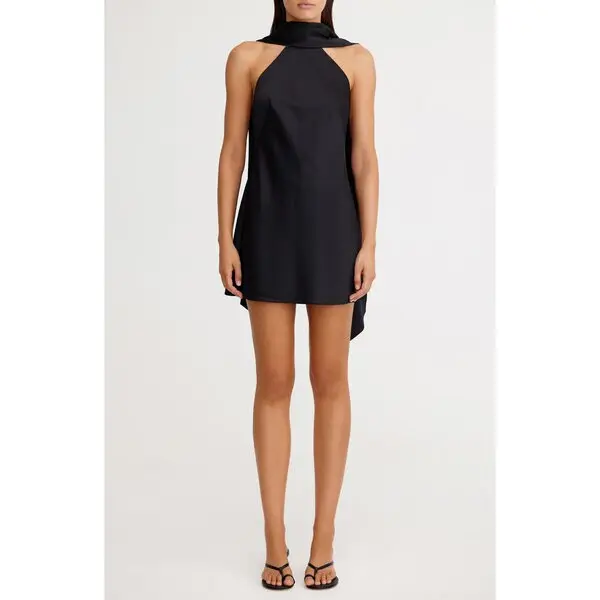 Significant Other Lucile Scarf Detail Halter Neck Minidress - Black