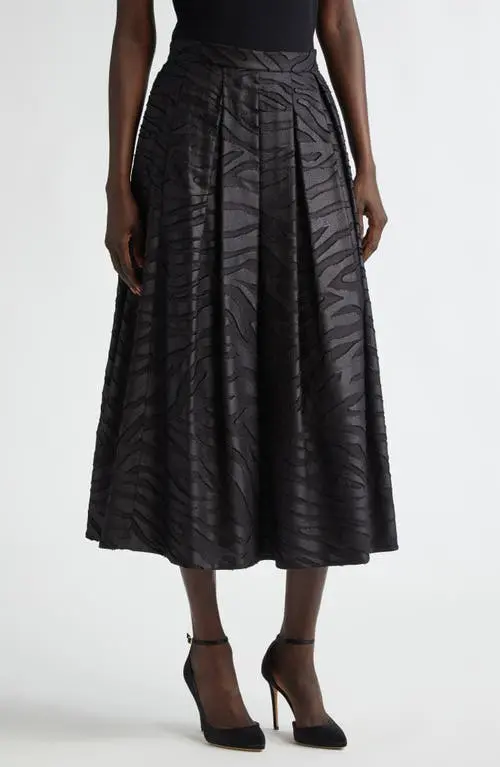 St. John Pleated Zebra Fil Coupé Midi Skirt