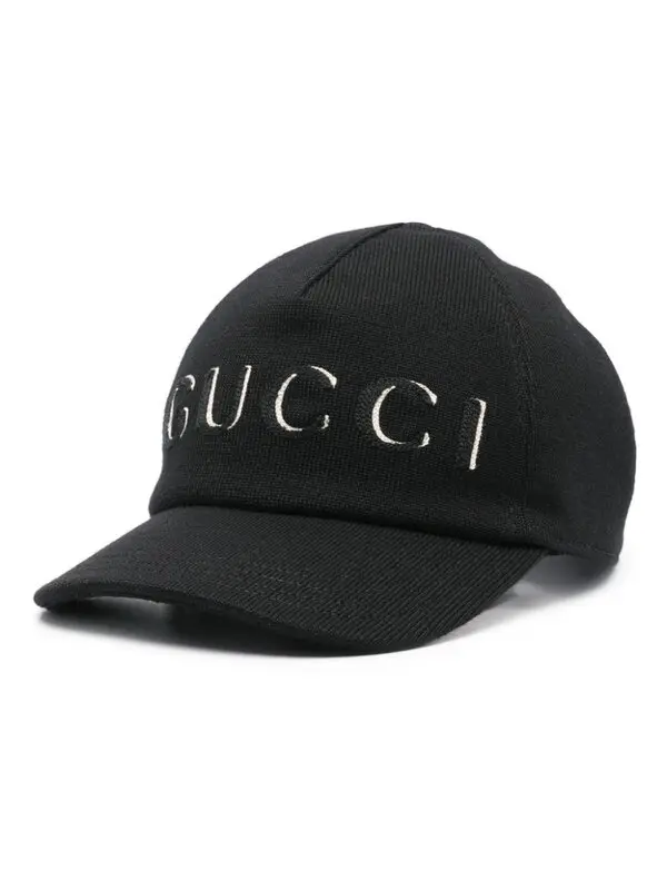 Gucci Embroidered Wool Baseball Cap - Black