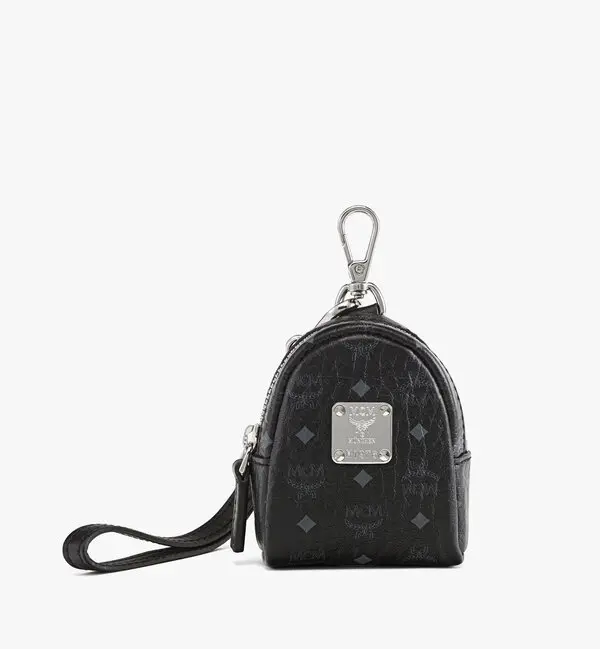 Mcm Monogram Leather Wristlet - Black
