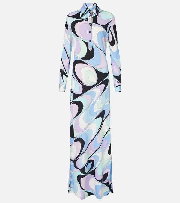 Emilio Pucci Vivara Printed Maxi Dress - Blue
