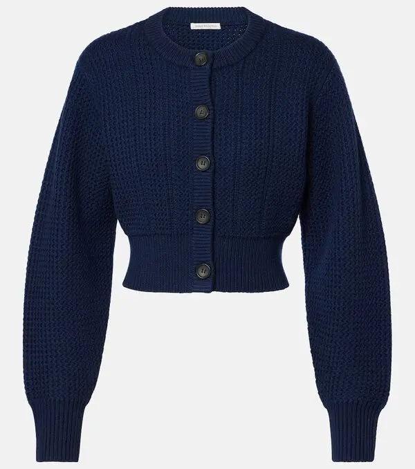 EMILIA WICKSTEAD Albert Cropped Wool Cardigan - Blue