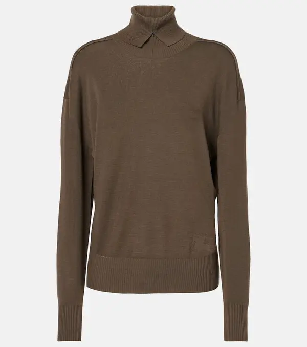 Burberry Wool Chenille Turtleneck Sweater - Brown