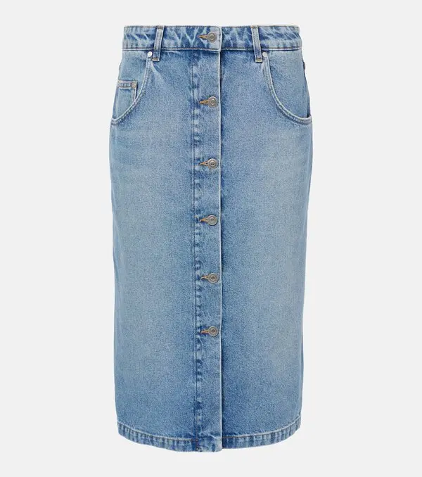 Stella McCartney Chain-detail Denim Midi Skirt