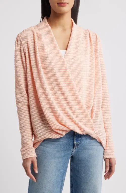GIBSONLOOK Open Stitch Surplice Sweater - Pearl Blush