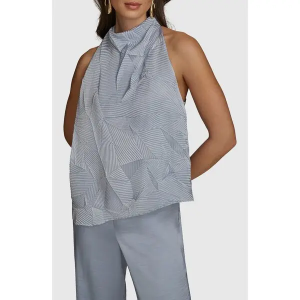 Donna Karan New York Crinkle Top - Glacial Blue