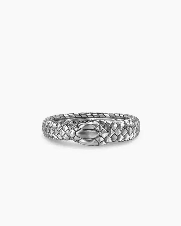 David Yurman Sterling Silver Ouroboros Band Ring With Black