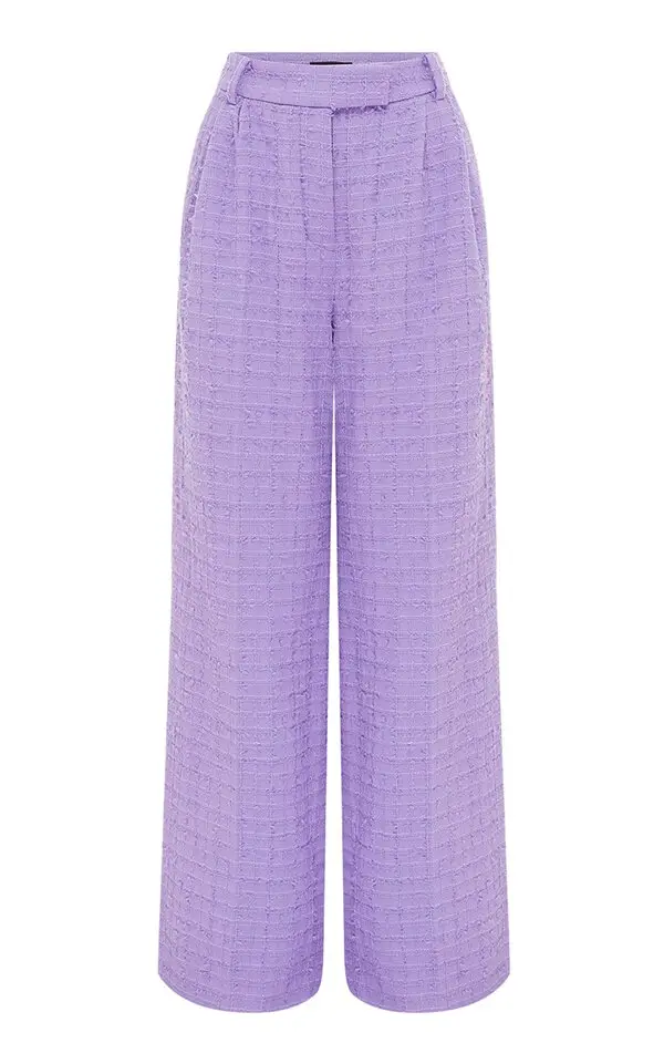 LEO LIN Elisha Tweed Wide-leg Pants - Blue