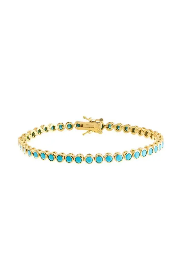 By Adina Eden Colored Bezel Tennis Bracelet In Turquoise 30% Off