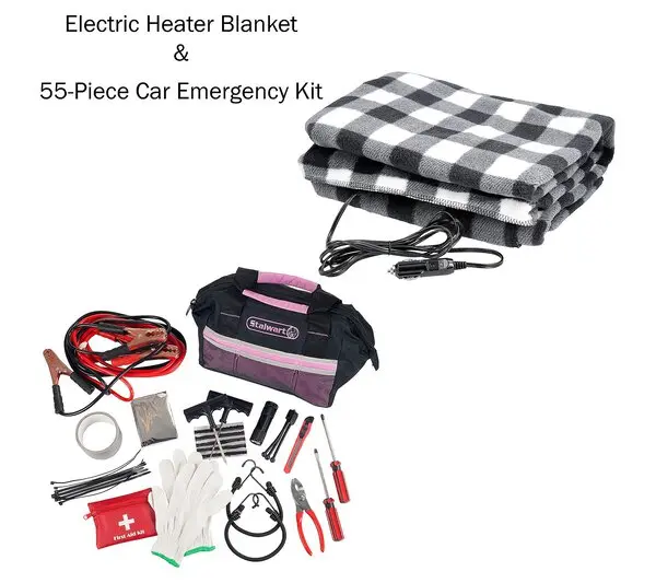 STALWART 55-piece Car Emergency Kit With Heated Blanket