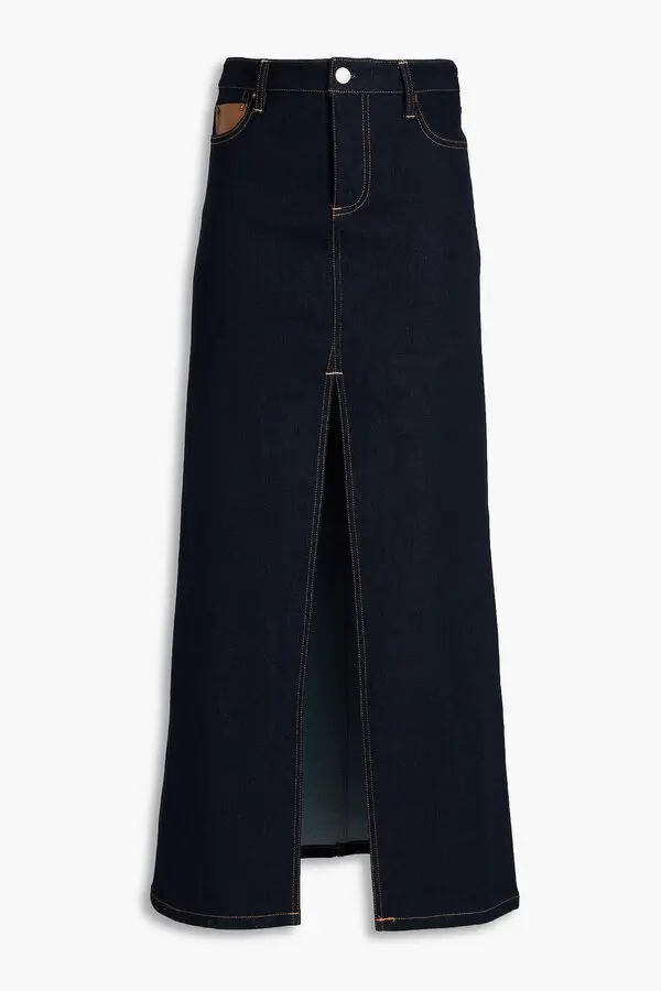 Alice + Olivia Denim Maxi Skirt - Dark Denim