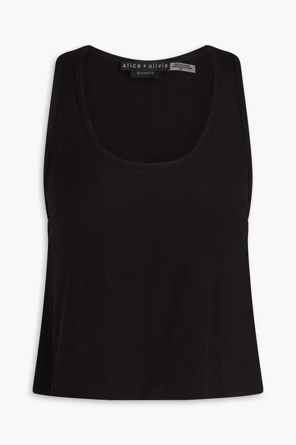 Alice + Olivia Ribbed Modal-blend Jersey Tank - Black