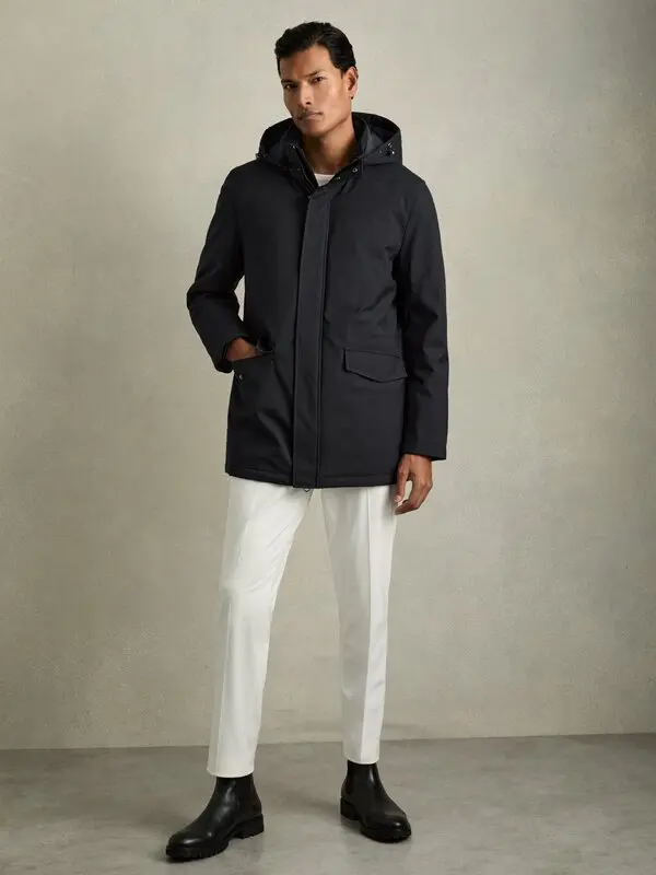 REISS Lucan Hooded Padded Jacket - Navy