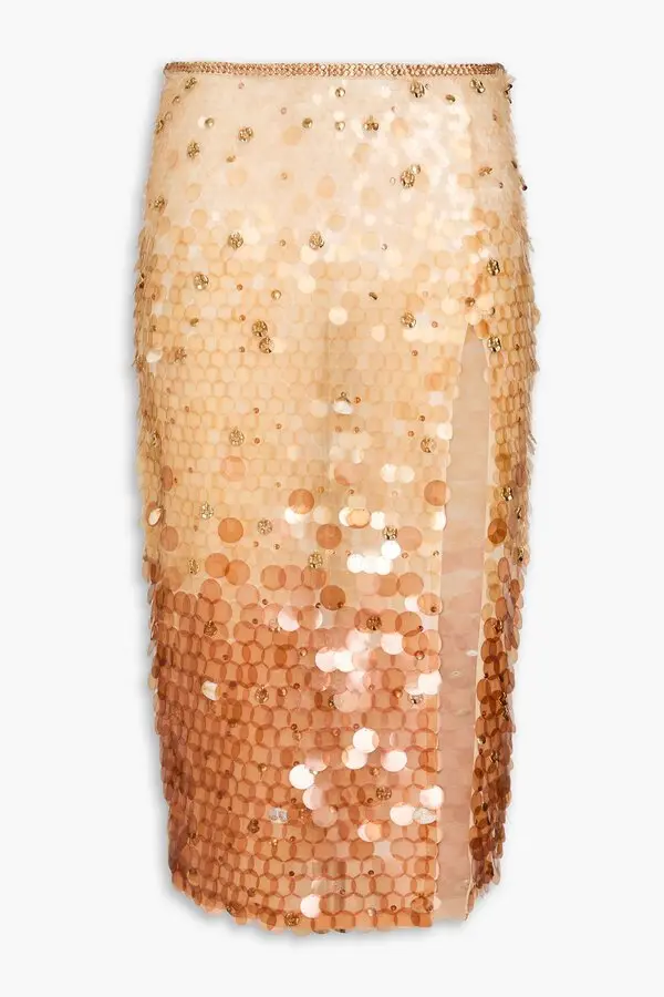 Retrofete Nellie Embellished Dégradé Tulle Midi Skirt