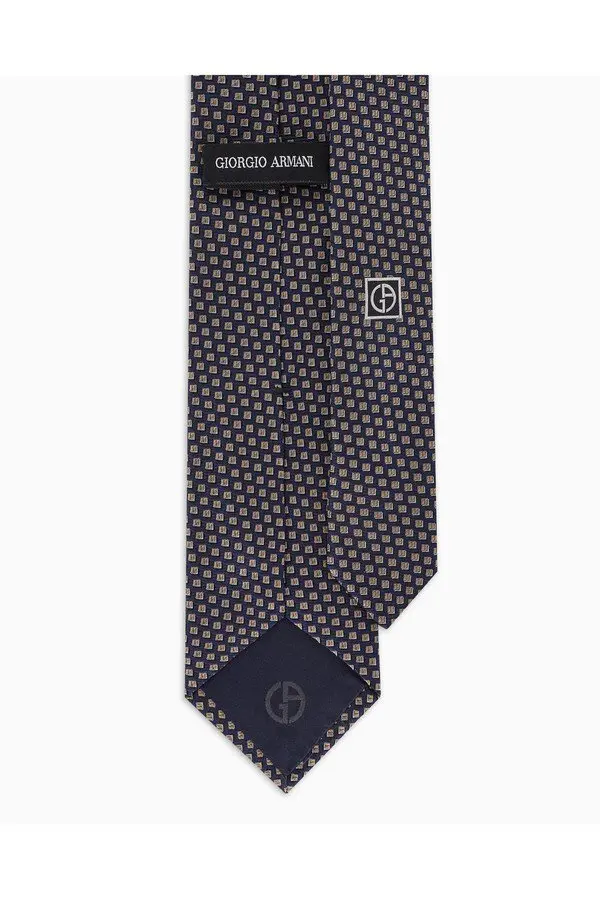Giorgio Armani Pure Silk Geometric Jacquard Neck Tie