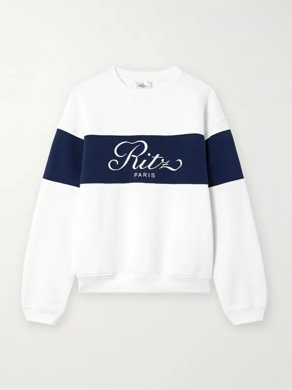FRAME Ritz Paris Color-block Cotton-jersey Sweatshirt