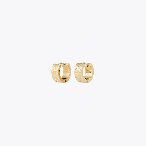 Tory Burch Small T Monogram Pavé Hoop Earrings - Tory Gold/crystal
