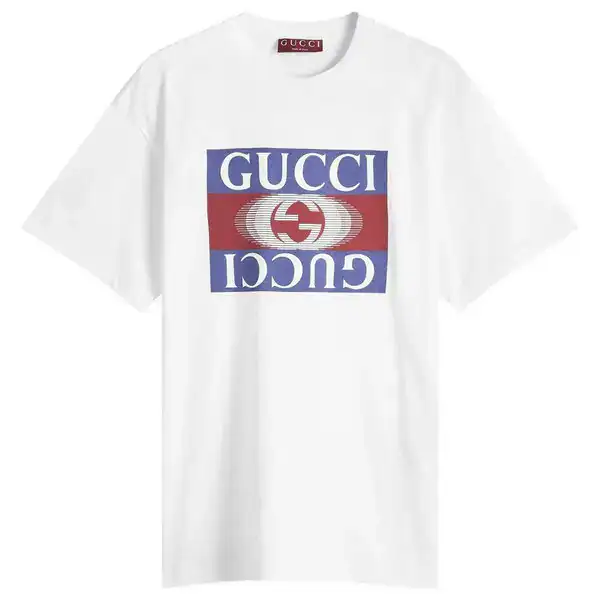 Gucci Mirrored Gg Logo T-Shirt White Editorialist