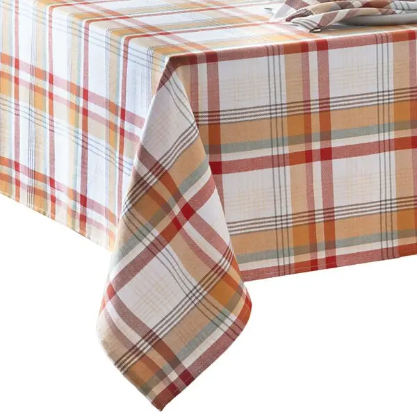ELRENE HOME FASHIONS Seneca Plaid Harvest Cotton Rectangle Tablecloth, 70 X 52 - Multi