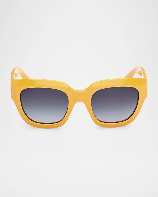 Emilio Pucci Butterfly Acetate Sunglasses - Shiny Yellow Gradient Blue