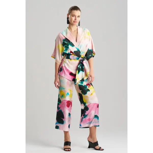 Natori Akiko Printed Wrap Top