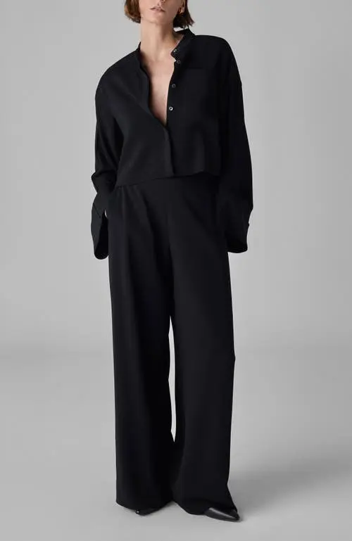 Co Bell Sleeve Stretch Crepe Blouse