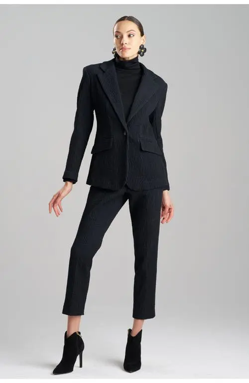 Natori Textured Cotton Jacquard Jacket - Black